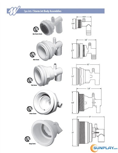 Waterway Poly Jet Body Assembly 210-5750 — Hot Tub Warehouse
